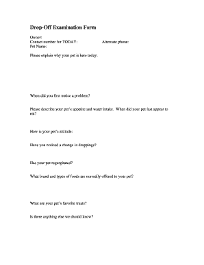 Fillable Online Drop-Off Examination Form - Lafeber Company Fax Email ...