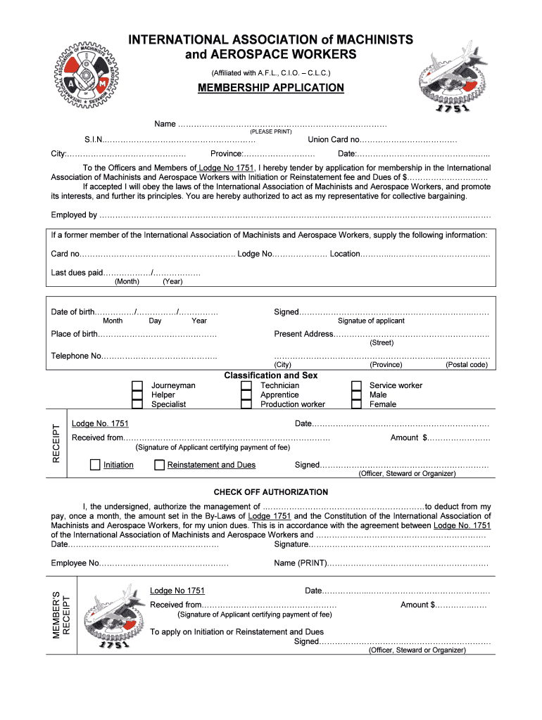 Fillable Online and AEROSPACE WORKERS Fax Email Print - pdfFiller