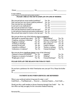 Fillable Online Appointment Information Sheet/Pet Form (pdf) Fax Email ...