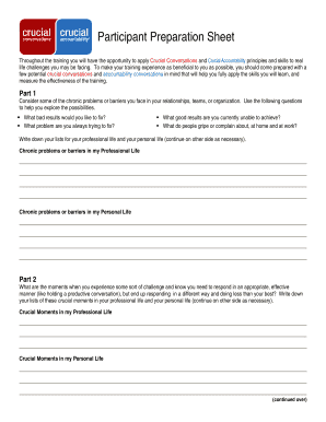 Fillable Online Participant Preparation Sheet - trainingriceedu Fax ...