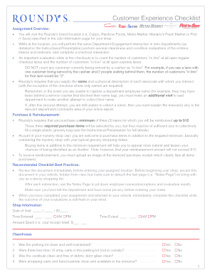 Fillable Online Customer Experience Checklist - bmysteryshopsbbcomb Fax ...