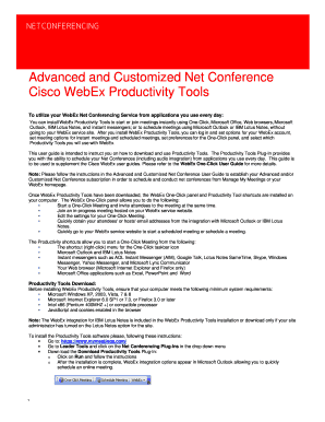 Fillable Online Advanced and Customized Net Conferencing - Cisco WebEx ...