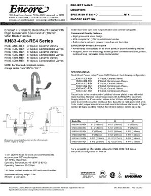 Fillable Online com Encore 4 (102mm) Deck Mount Faucet with Rigid ...