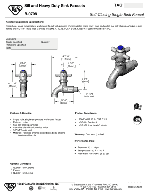 Fillable Online Sill and Heavy Duty Sink Faucets TAG B-0708 Self ...