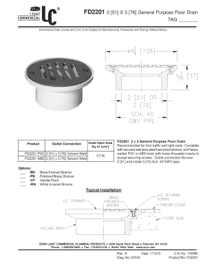 Fillable Online FD2201 2 51 X 3 76 General Purpose Floor Drain TAG Fax ...