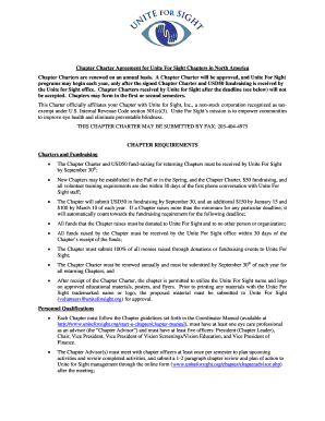 Fillable Online uniteforsight Chapter Charter Agreement for Unite For ...