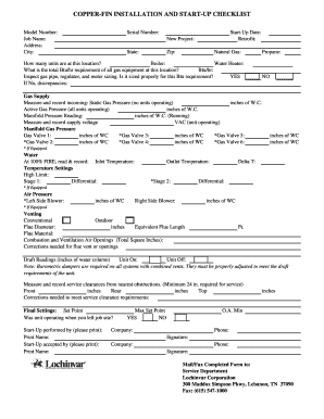 Fillable Online Copper-fin installation and start-up checklist - CEM ...