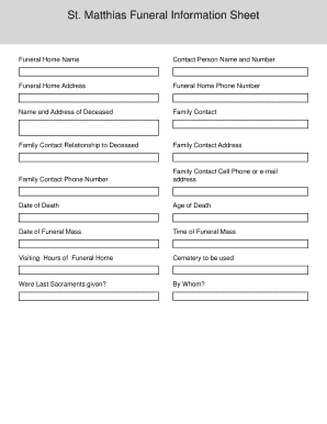 Fillable Online stmatthiaschurch St Matthias Funeral Information Sheet ...