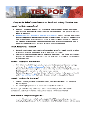 Fillable Online Frequently Asked Questions about Service Academy ...