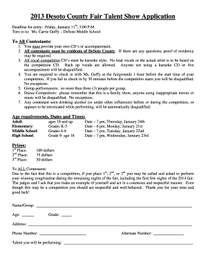 Fillable Online desotocountyfair Desoto County Fair Talent Show 2007 ...