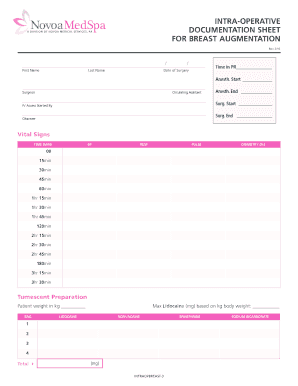 Fillable Online INTRA-OPERATIVE DOCUMENTATION SHEET FOR BREAST ...