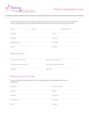 Fillable Online Patient Information Form - bfirstchoicemedicinebbcomb ...