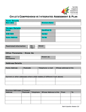 Fillable Online girfecna co CHILD'S COMPREHENSIVE INTEGRATED ASSESSMENT ...