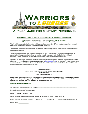 Fillable Online WOUNDED DISABLED OR SICK WARRIOR APPLICATION FORM Fax ...