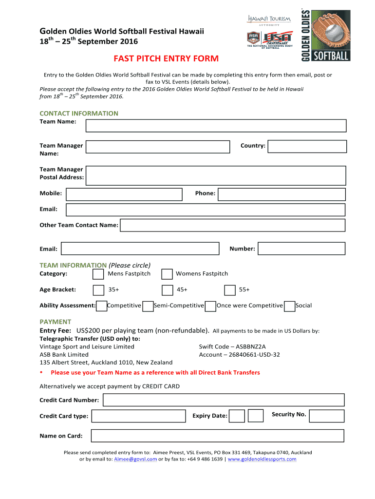 Fillable Online FastPitch registration.docx Fax Email Print - pdfFiller