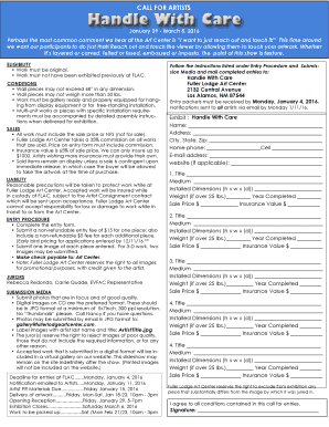Fillable Online Handle With Care - Fuller Lodge Art Center Fax Email ...
