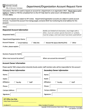 Fillable Online oithelp nd DepartmentOrganization Account Request Form ...