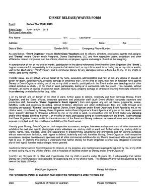 Fillable Online muskokadance DISNEY RELEASEWAIVER FORM - Muskoka Dance ...