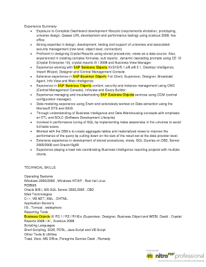 Fillable Online Experience Summary: Fax Email Print - pdfFiller