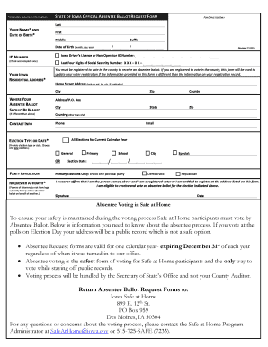 Fillable Online Absentee Ballot Request - Iowa Safe At Home - Iowa.gov ...