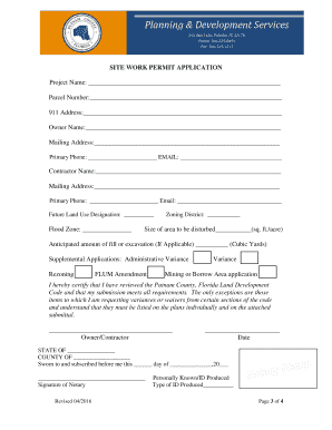Fillable Online Site Work Permit Application - putnam-flcom Fax Email ...