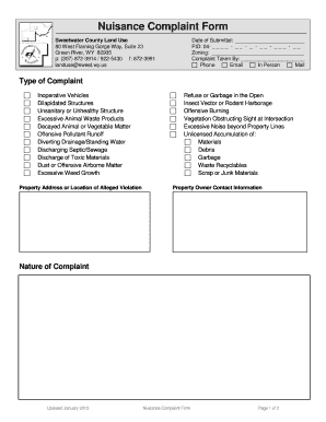 Fillable Online Nuisance Complaint Form - CivicPlus Fax Email Print ...