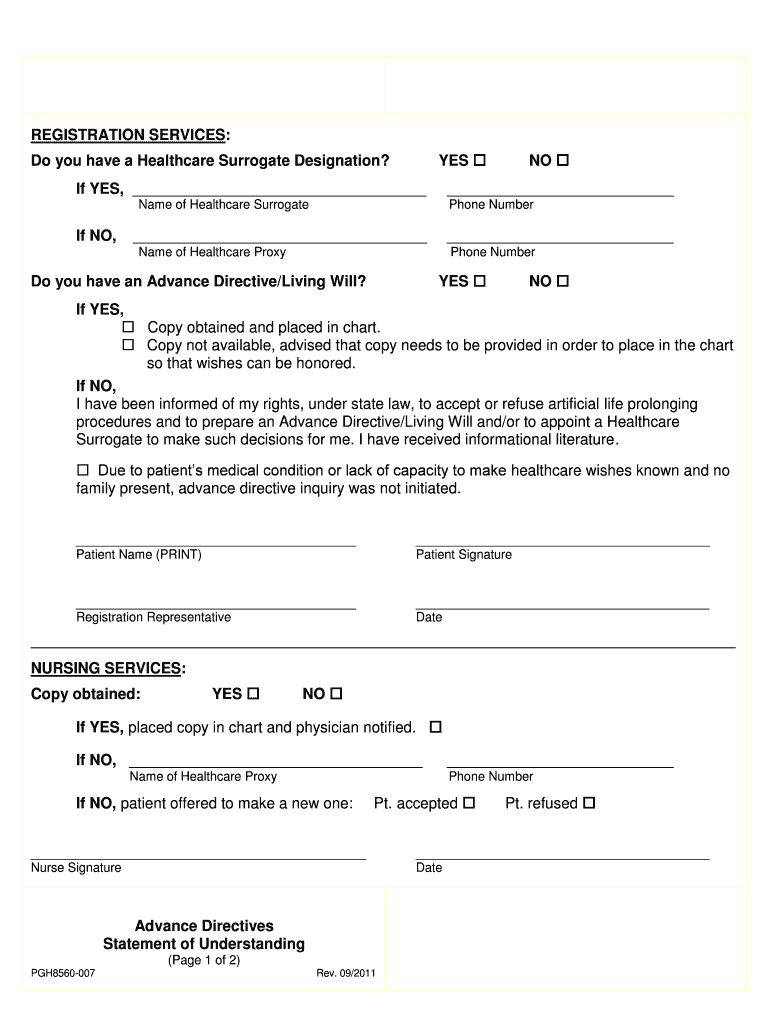 Fillable Online Advance Directives Statement - Tenet Florida Fax Email ...