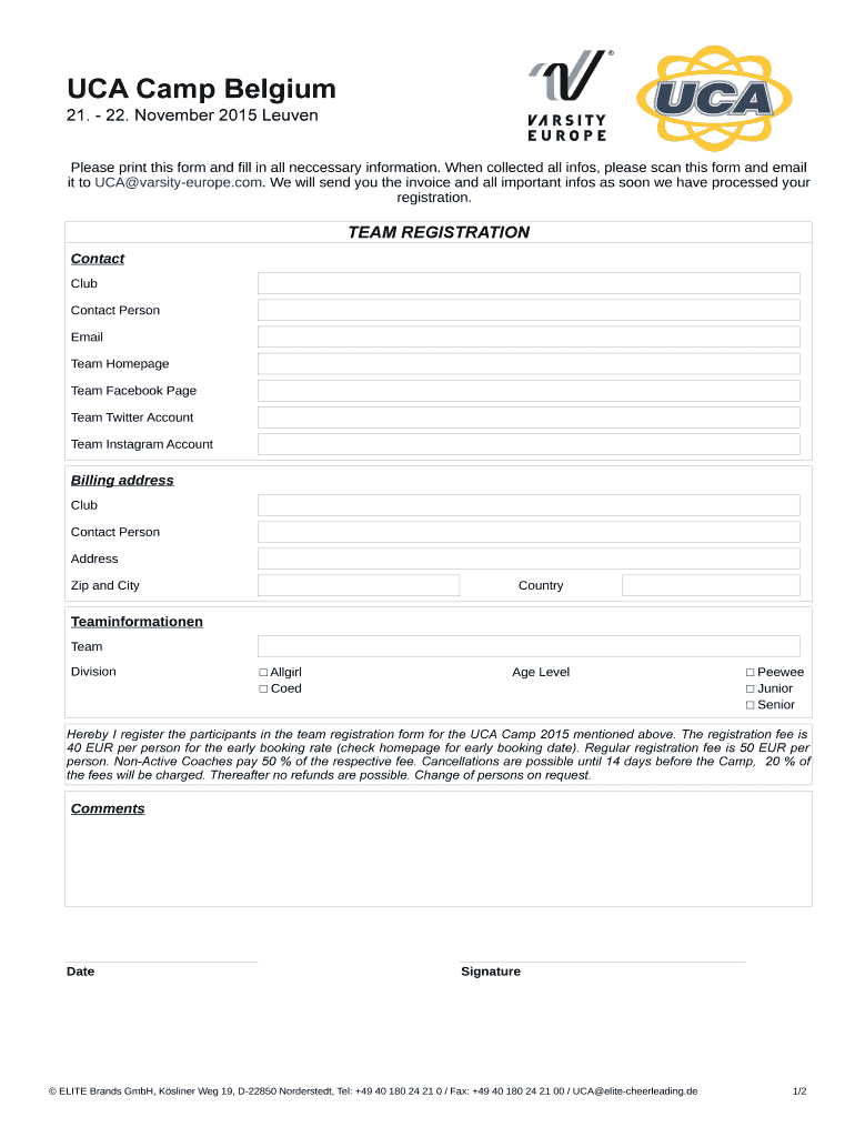 Fillable Online UCA Camp Belgium - bvarsityb-beuropebbcomb Fax Email Print - pdfFiller