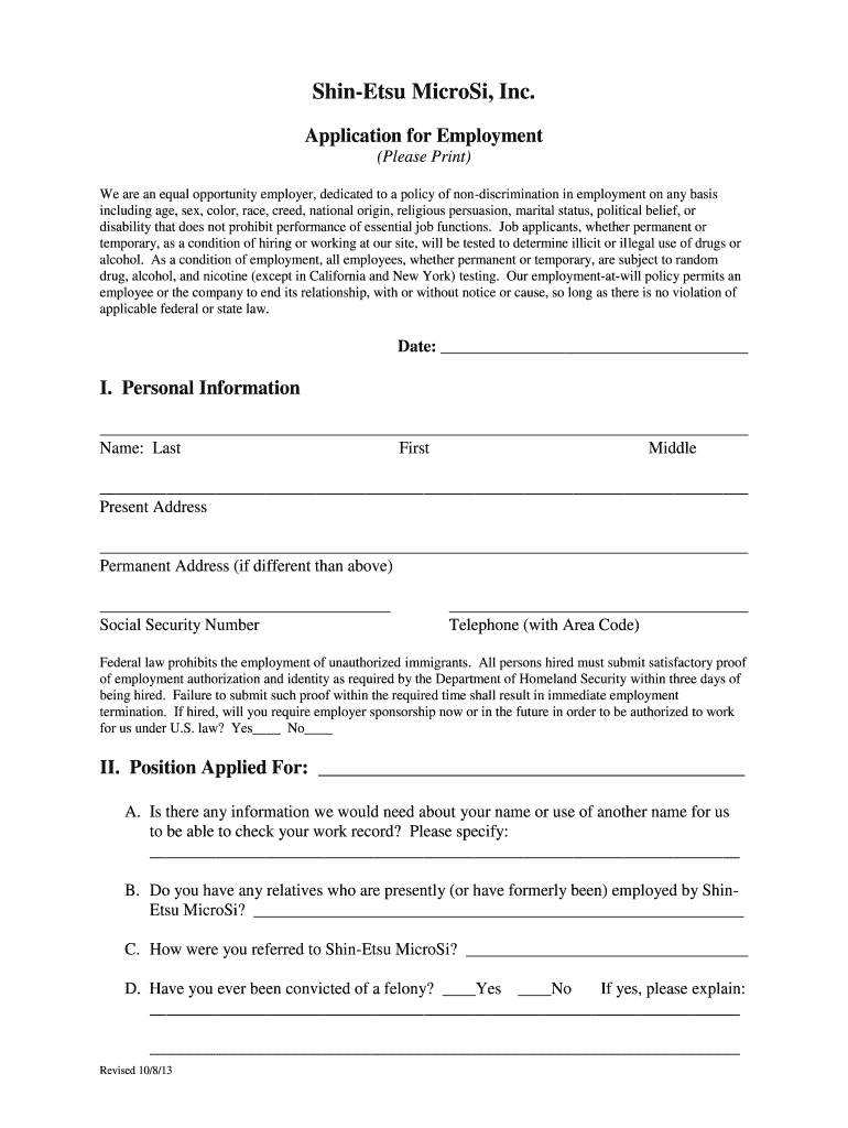 Fillable Online SEMS Application Form - Shin-Etsu MicroSi, Inc. Fax ...