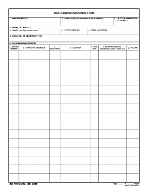 Fillable Online dtic SD Form 832 OSD Records Inventory Form July 2015 ...