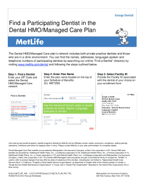 Fillable Online Find a Participating Dentist in the Dental HMO/Managed Care Plan Fax Email Print ...