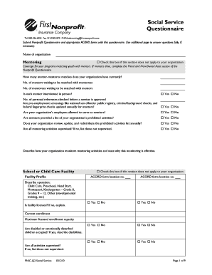 Fillable Online Social Service Questionnaire - sovereignbrokerscom Fax ...