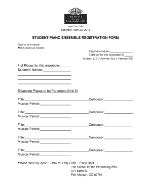 Fillable Online theschoolfortheperformingarts STUDENT PIANO ENSEMBLE ...