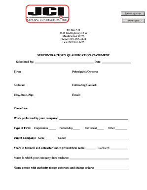 Fillable Online Complete the Subcontractor Pre-Qualification form - JCI ...