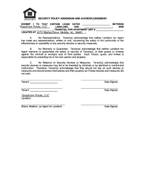 Fillable Online Security policy addendum and acknowledgement ...