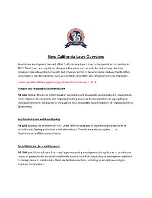Fillable Online New California Laws Overview Fax Email Print - pdfFiller