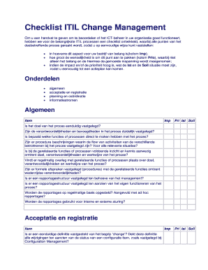 Fillable Online Checklist ITIL Change Management Fax Email Print ...