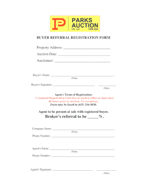 Fillable Online BUYER REFERRAL REGISTRATION FORM - Bob Parks Auction ...