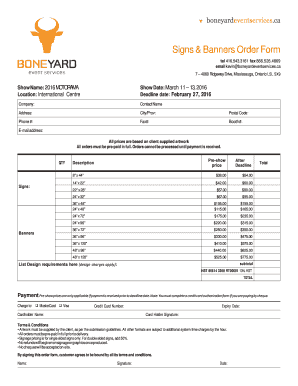 Fillable Online Signs & Banners Order Form Fax Email Print - pdfFiller