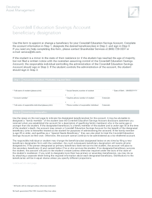 Fillable Online Coverdell Education Savings Account beneficiary ...