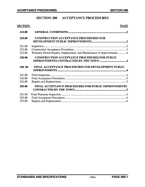 Fillable Online CONSTRUCTION ACCEPTANCE PROCEDURES FOR Fax Email Print ...