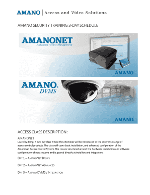Fillable Online Training Signup Form - Amano Security - Access and ...