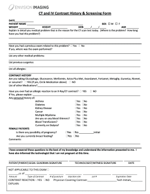 Fillable Online CT and IV Contrast History & Fax Email Print - pdfFiller