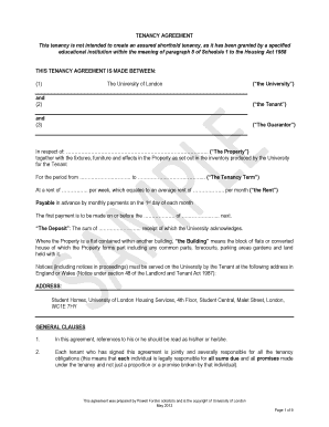 Fillable Online studenthomes london ac Show Me an Example Joint Tenancy ...