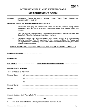 Fillable Online flying15 org FFI Measurement Form 2014 - Final - Flying ...