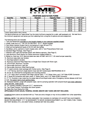 Fillable Online PROPANE QUOTATION FORM Quantity Total Price Line Total ...
