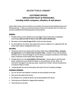 Fillable Online solvaylibrary Electronic Devices Borrowing Policy ...