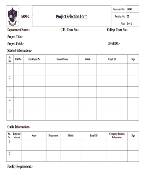 Fillable Online Project Selection Form - Department of Civil ...