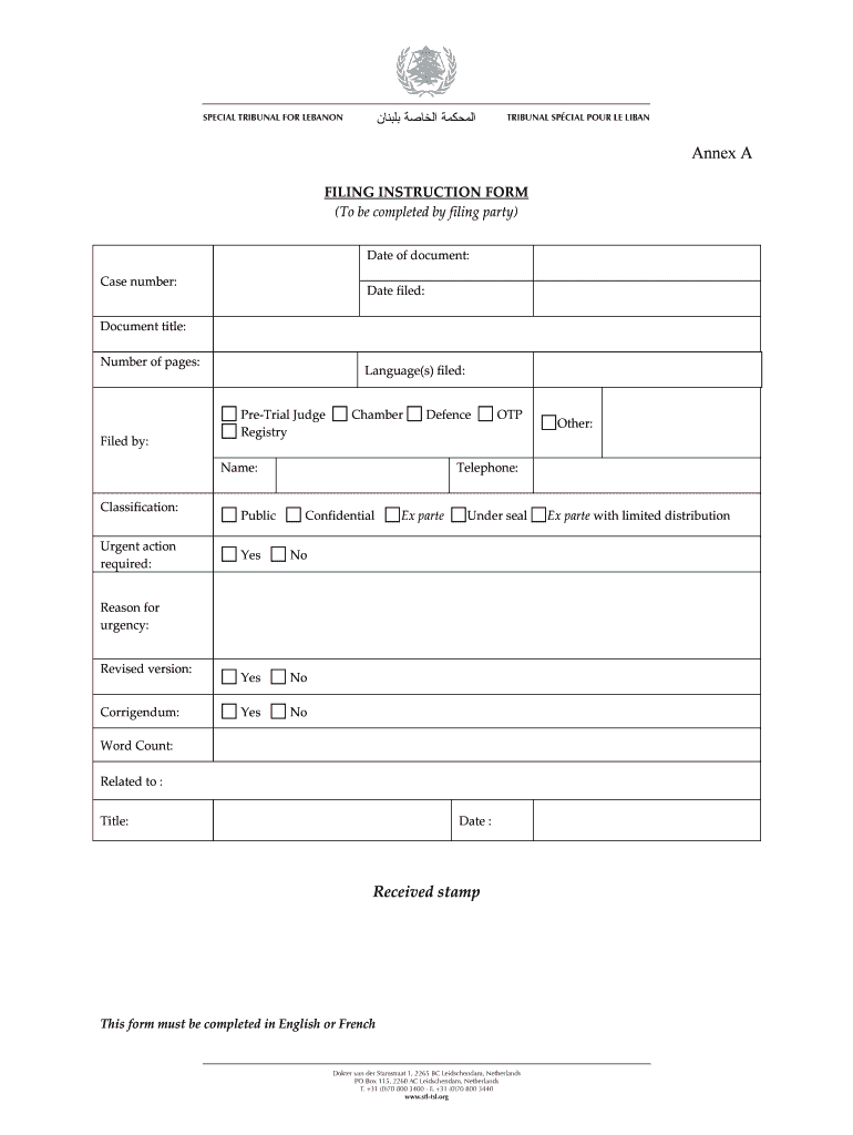 Fillable Online stl-tsl FILING INSTRUCTION FORM To be completed by ...