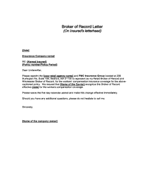 Fillable Online Broker of Record Letter Fax Email Print - pdfFiller